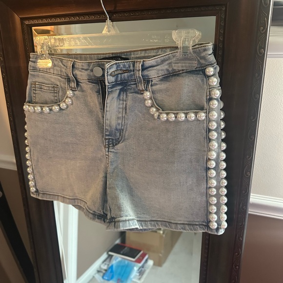 Boston Proper | Shorts | Boston Proper Light Blue Pearltrimmed Shorts ...